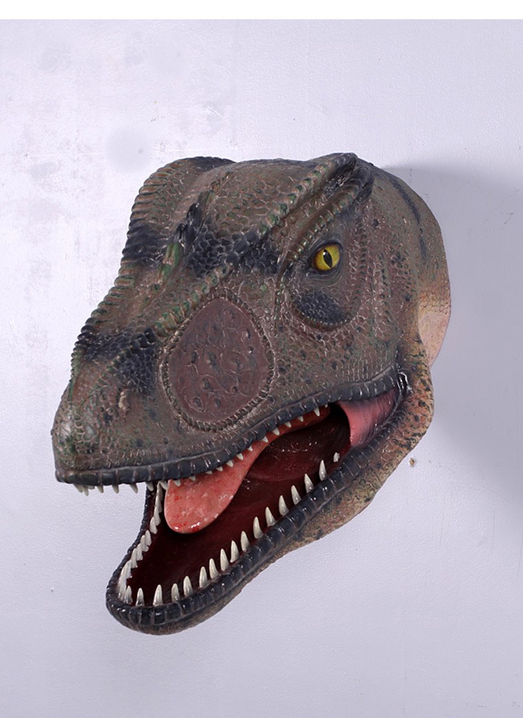 Allosaurus Head Statue with Mouth Open