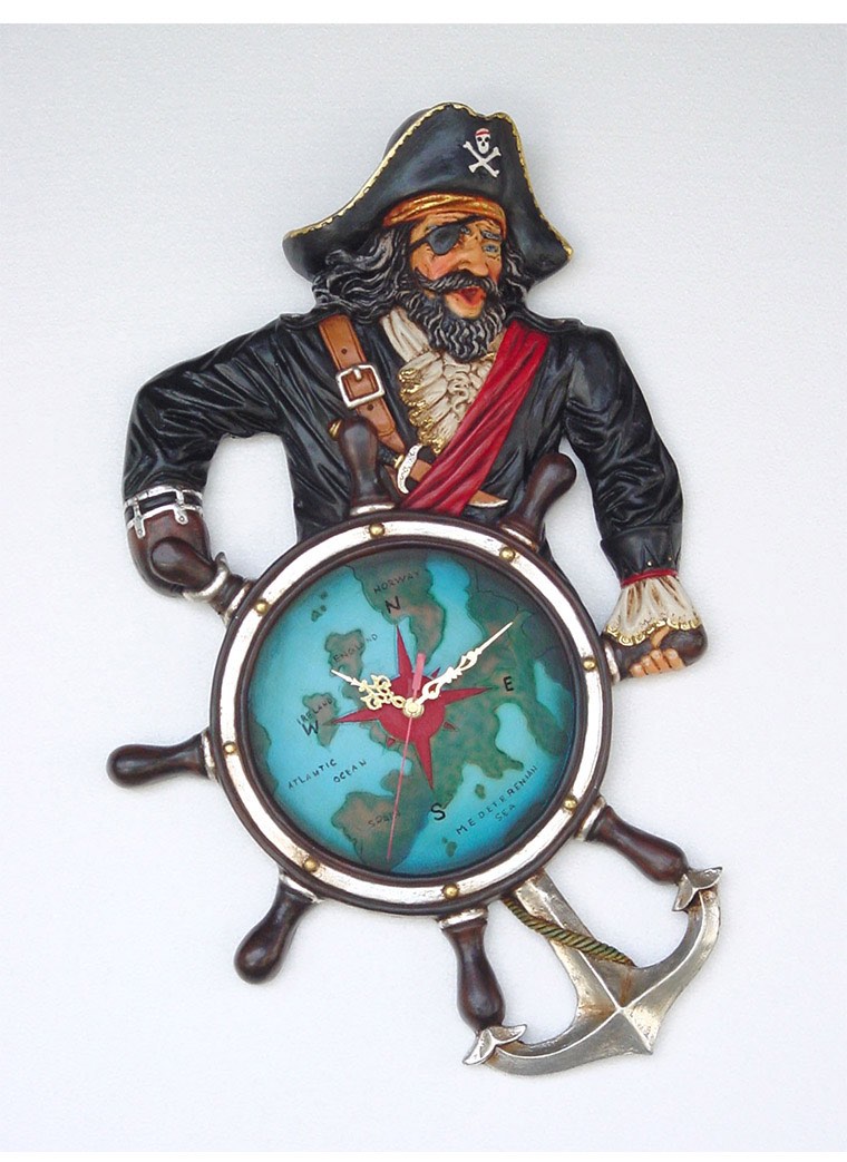 Pirate Wall Clock Statue