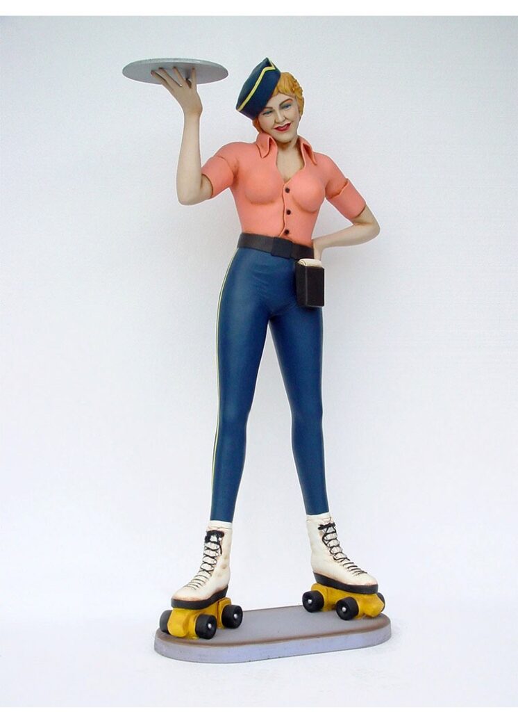 Roller Skater Waitress Statue